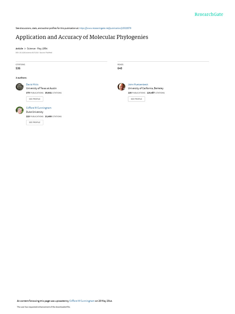 Hillis Etal Science 94 | PDF | Phylogenetics | Bioinformatics