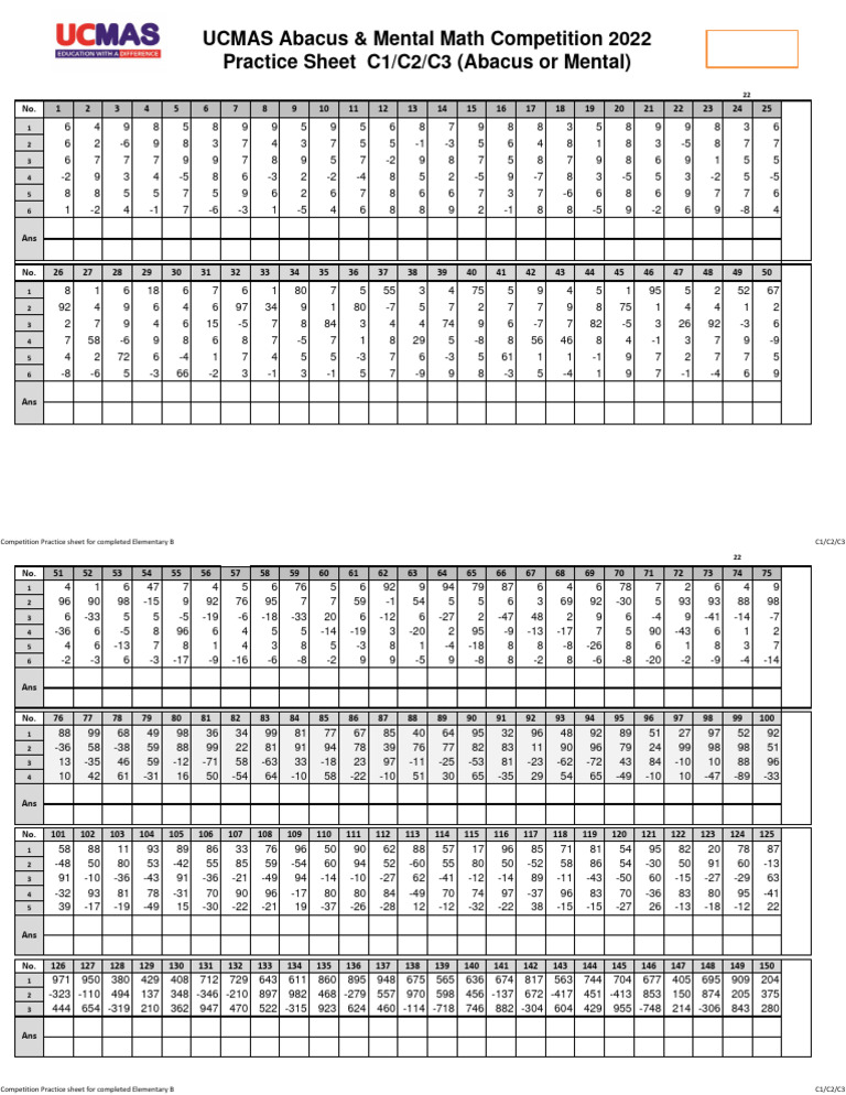 Compétition Abacus & Math 2022 | PDF