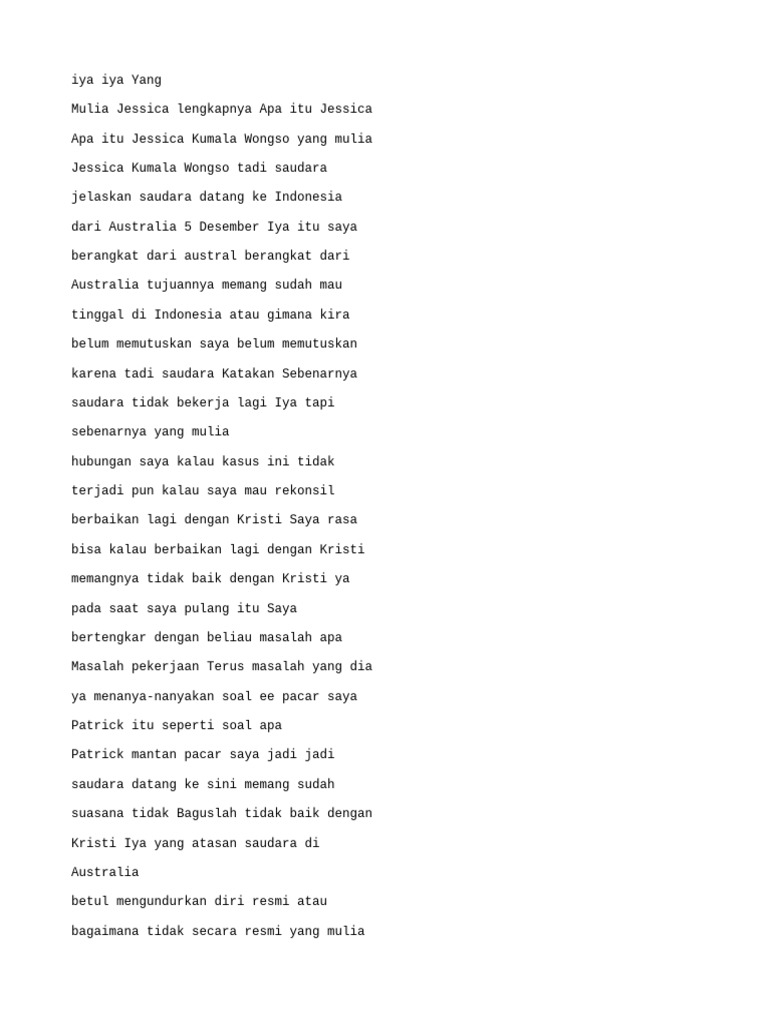 (Indonesian (Auto-Generated) ) (Full) Jessica Wongso Dicecar Hakim Di ...