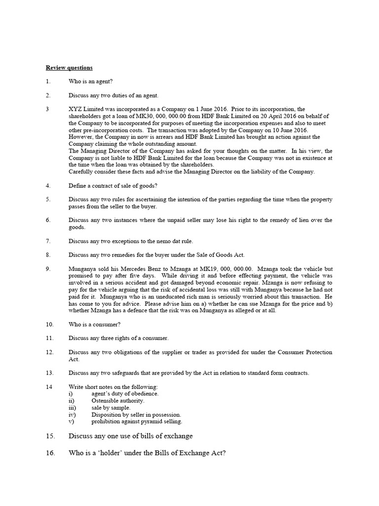 Bba2 & Bam 2 Review Questions May 2024 | PDF | Negotiable Instrument ...