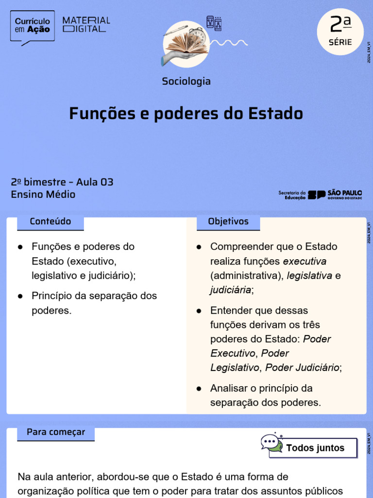 Funções e Poderes do Estado | PDF | Separação de Poderes | Estado