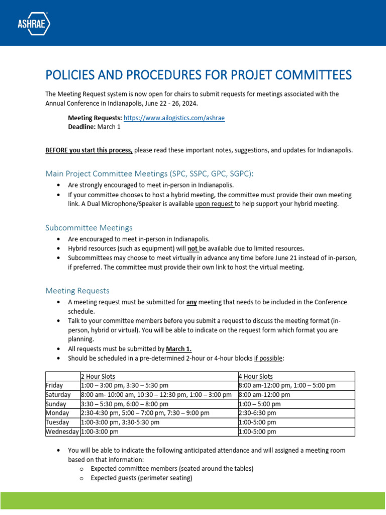 2024 Ashrae Annual Conference Committee Policies and Procedures ...