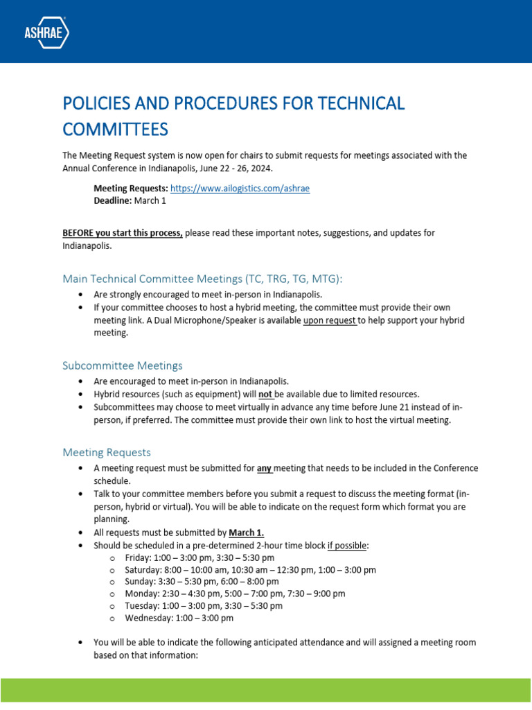 2024 Ashrae Annual Conference Committee Policies and Procedures ...