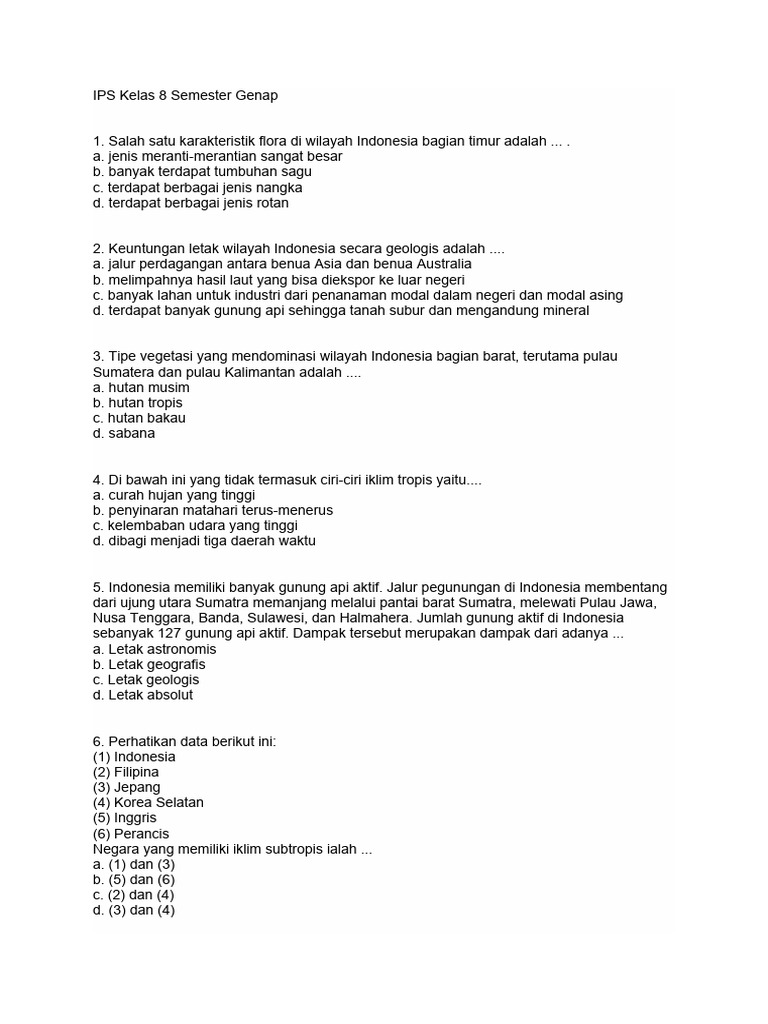 Soal Ips Kelas 8 | PDF