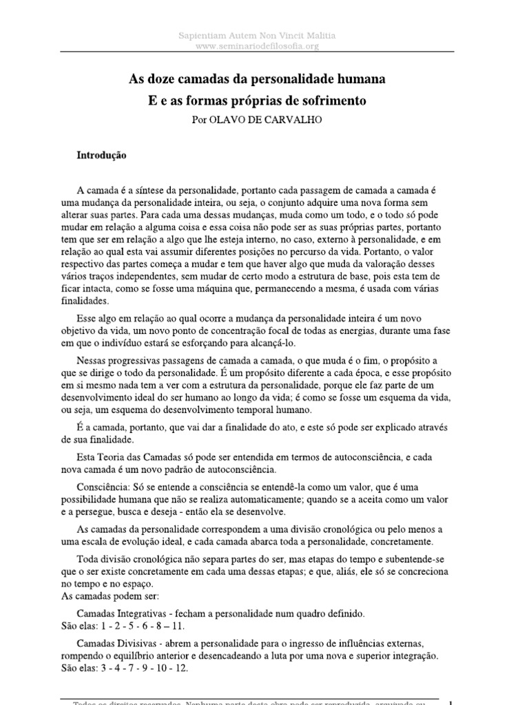 Camadas Da Personalidade Humana | PDF