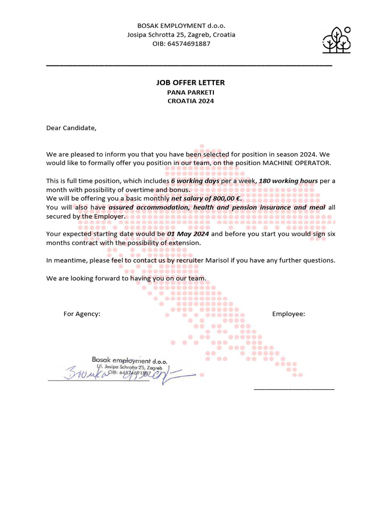 Croatia Job Offer: Machine Operator 2024 | PDF | Career & Growth
