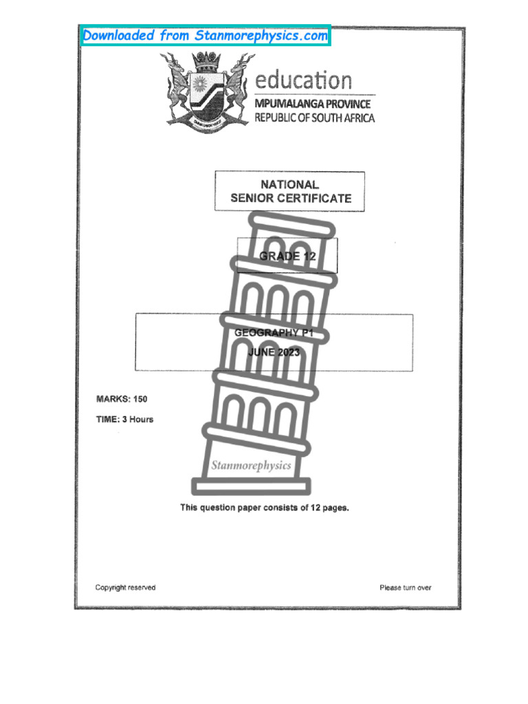 Mpumalanga Geography Grade 12 June 2023 P1 and Memo | PDF