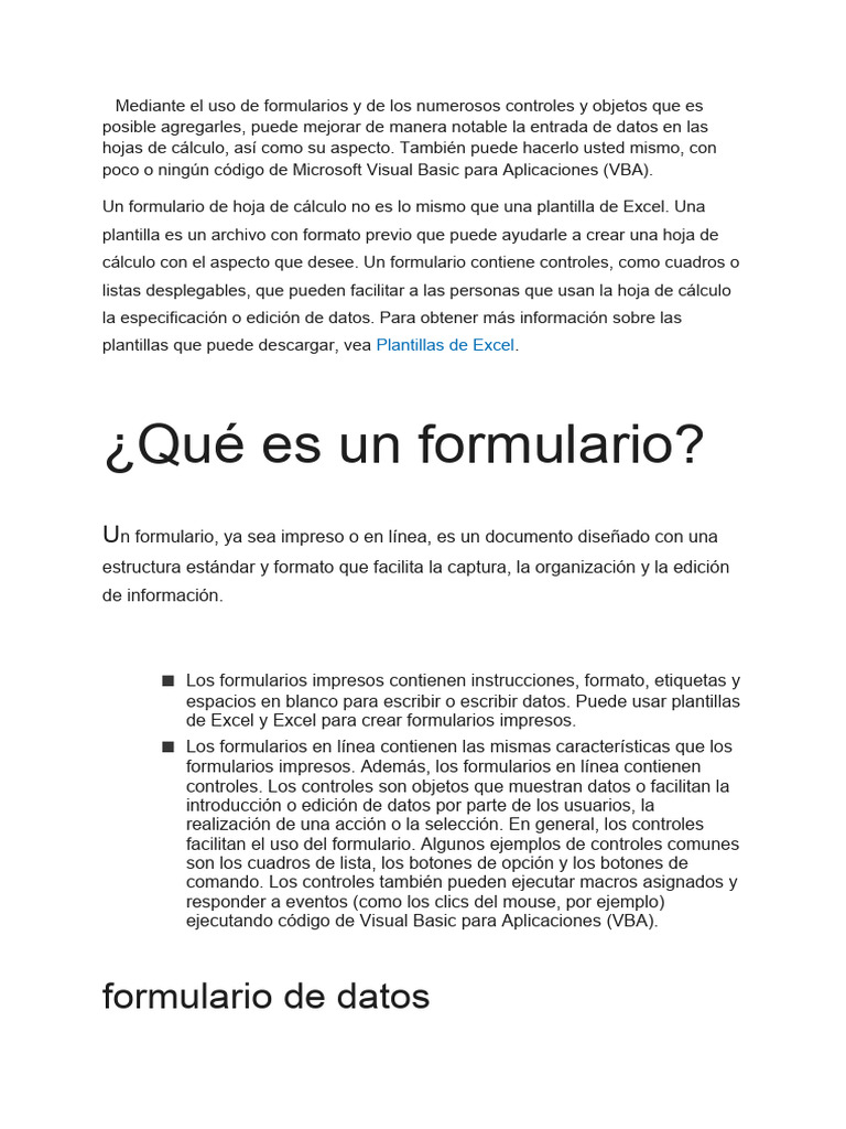 ¿Qué Es Un Formulario? | Descargar gratis PDF | Microsoft Excel ...