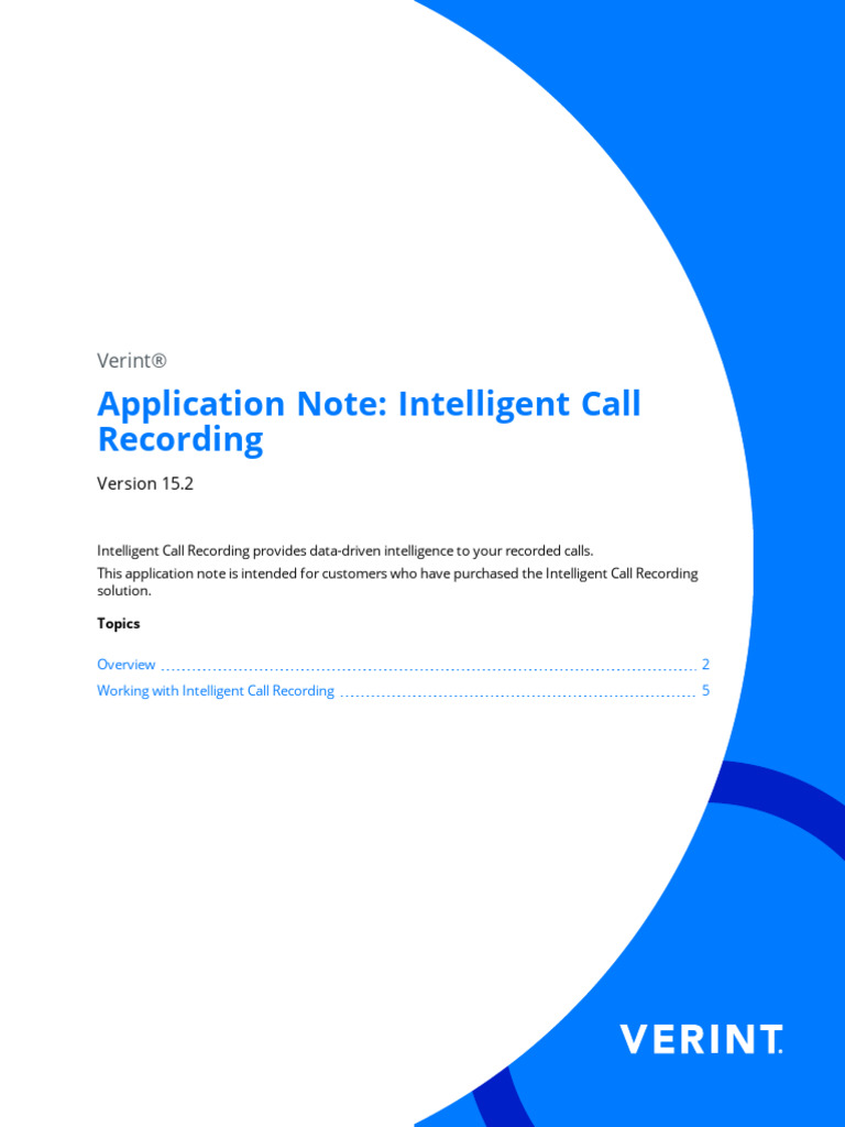 WFO V15 2 Intelligent Call Recording Application Note | PDF ...