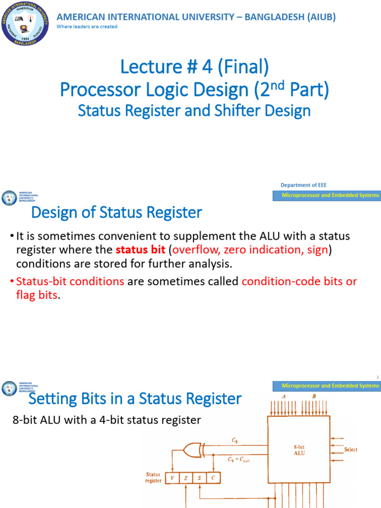 MAES_FINAL_LECTURE 04_FALL 2023-24 | PDF | Central Processing Unit | Arithmetic