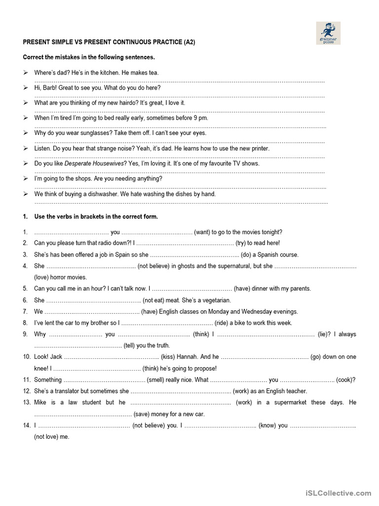 Present Simple Vs Present Continuous | PDF