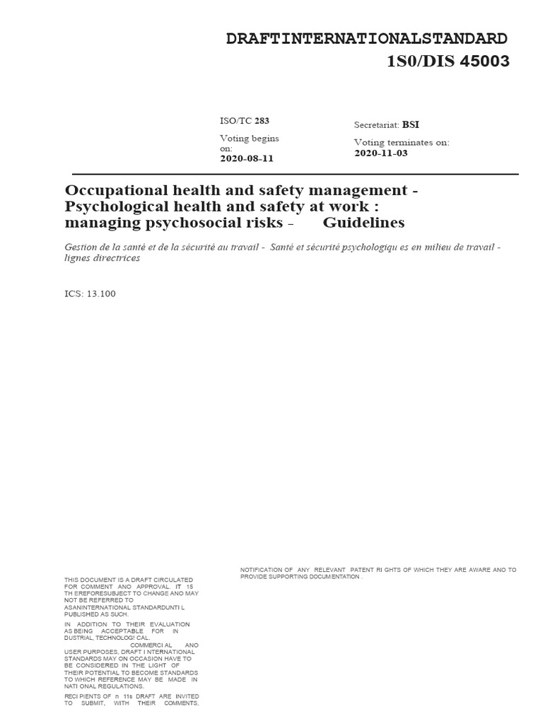 ISO 45003 2020 Gestión de Riesgos Psicosociales | PDF | Occupational ...