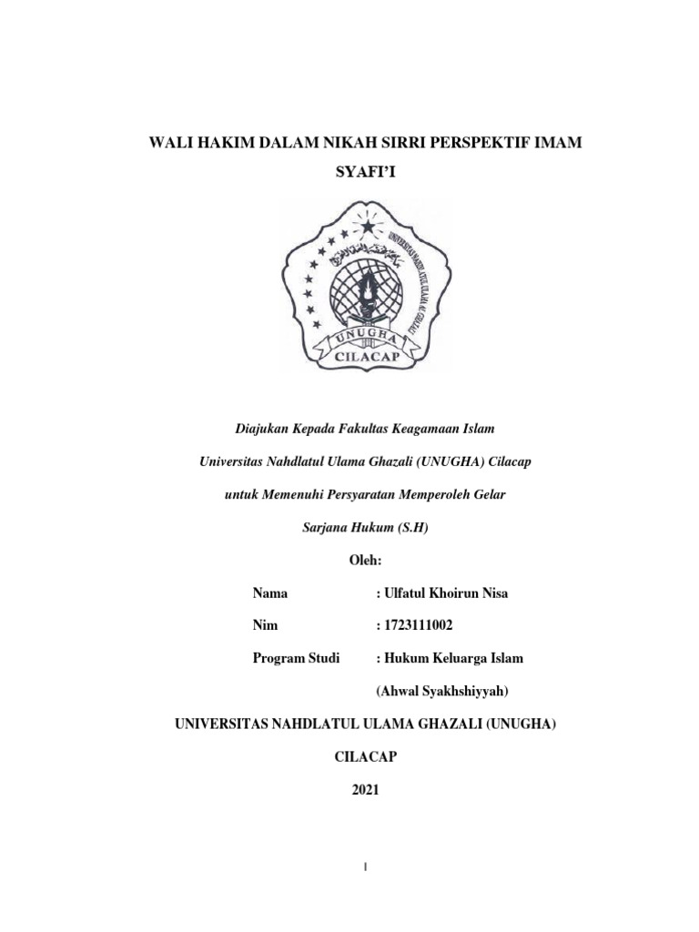 Wali Hakim dalam Nikah Sirri Syafi'i | PDF