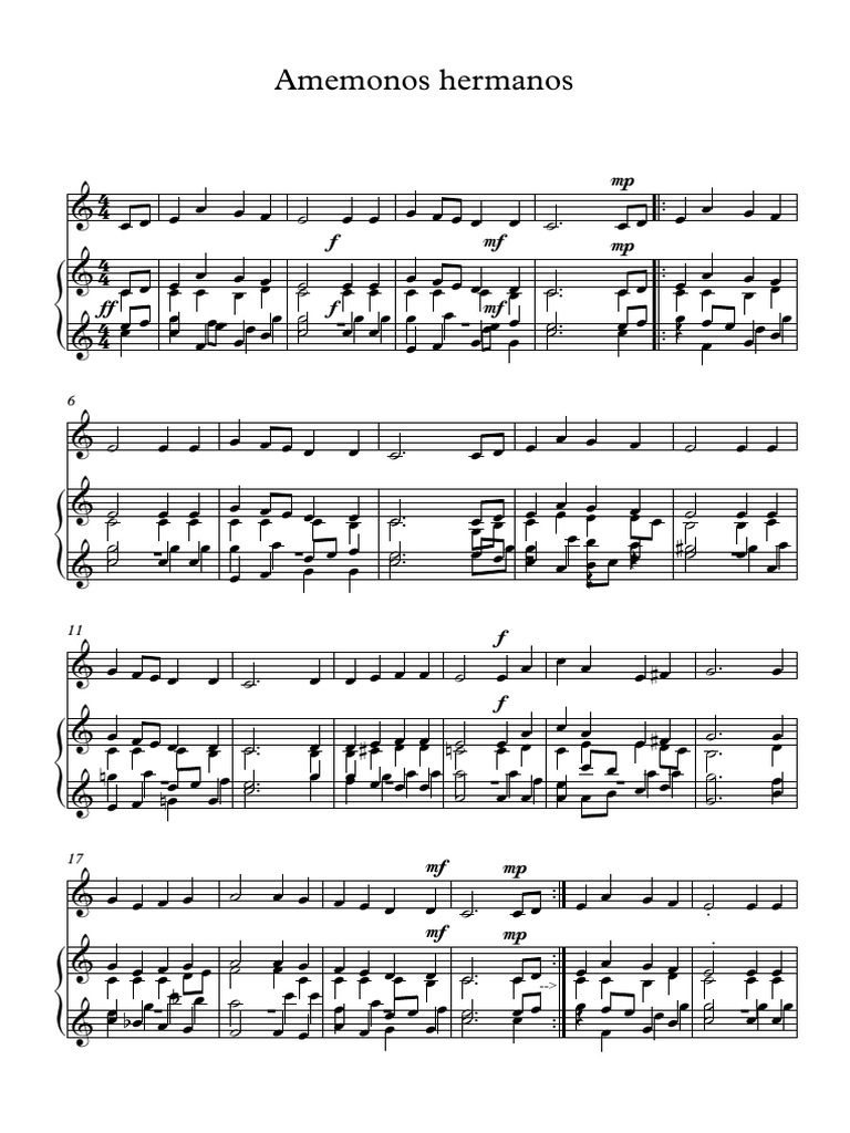 Amemonos Hermanos Piano y Violin - Partitura Completa | PDF