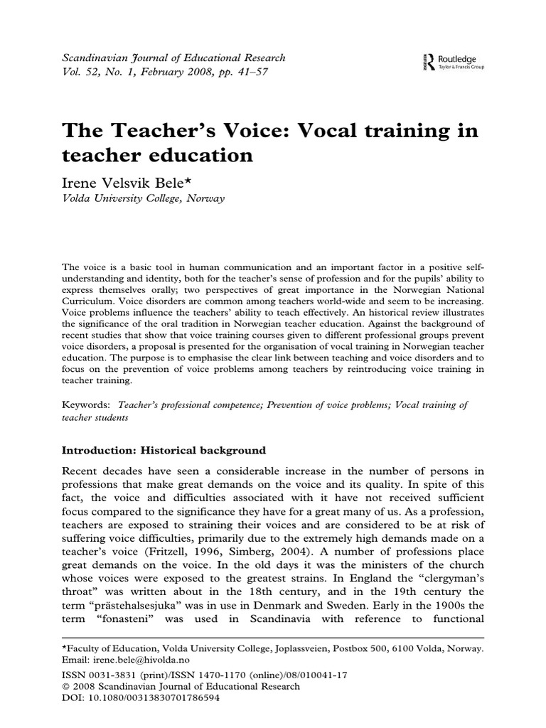 The Teacher's Voice | PDF | Human Voice | Vocal Pedagogy