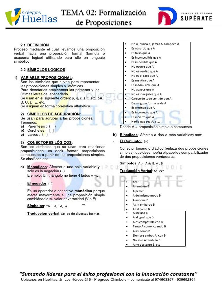 Clase 02 - Formalización de Proposiciones | PDF | Proposición | Lógica