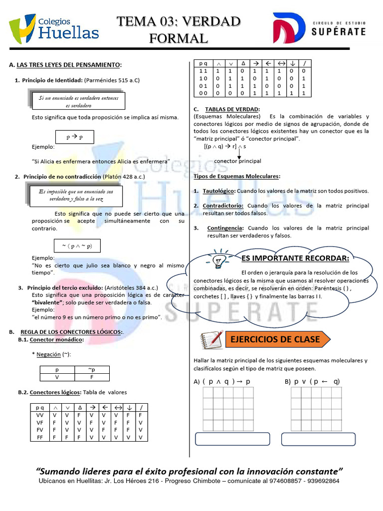Clase 03 - VERDAD FORMAL | PDF | Proposición | Lógica matemática
