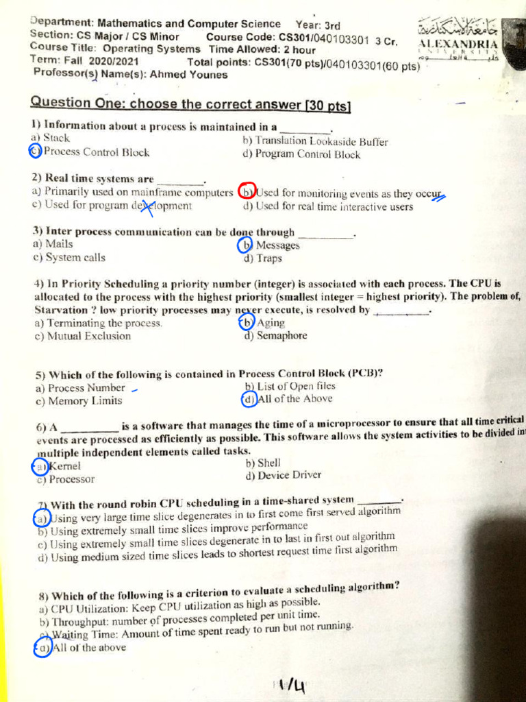 OS Exam | PDF