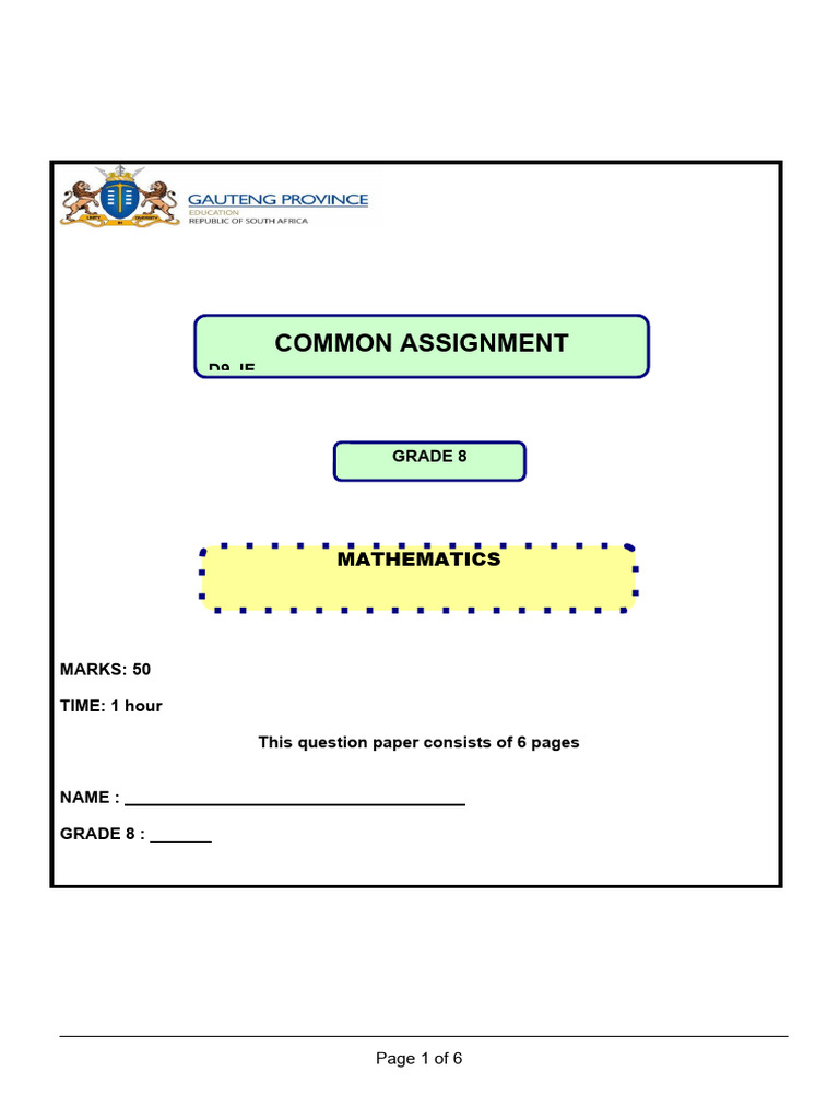 Grade 8 Assignment | PDF | Numbers | Arithmetic