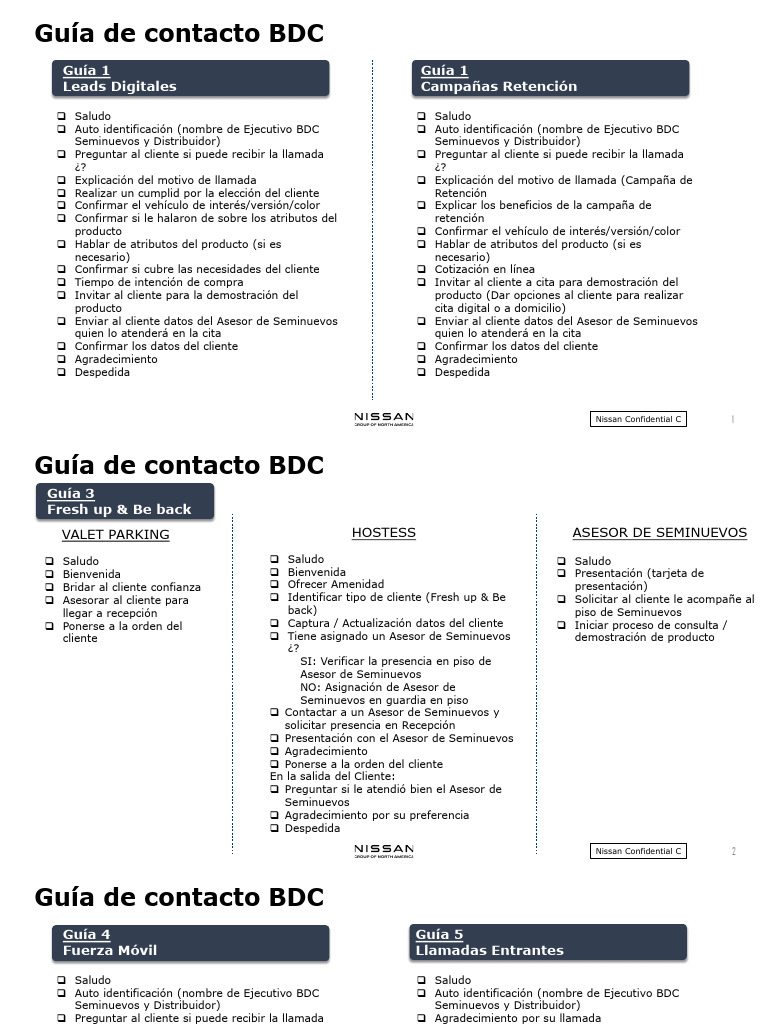 Guía de Contacto para Ejecutivos BDC | PDF | Cliente