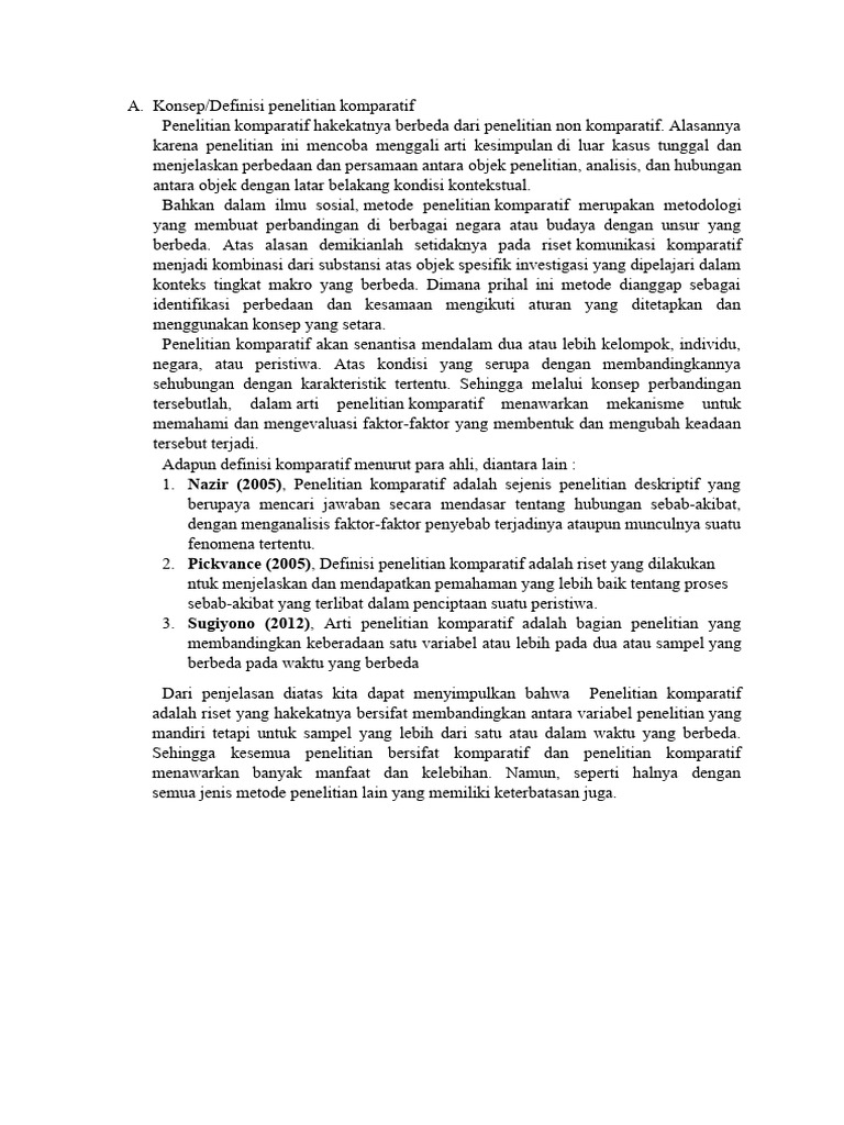 Definisi dan Konsep Penelitian Komparatif | PDF | Karier & Perkembangan
