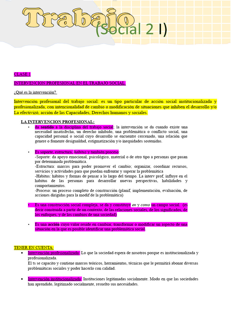 Intervención Profesional en Trabajo Social | PDF | Trabajo Social ...