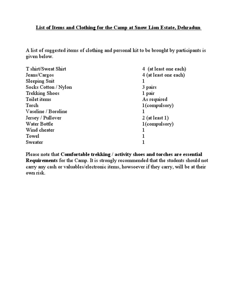 List of Items | PDF