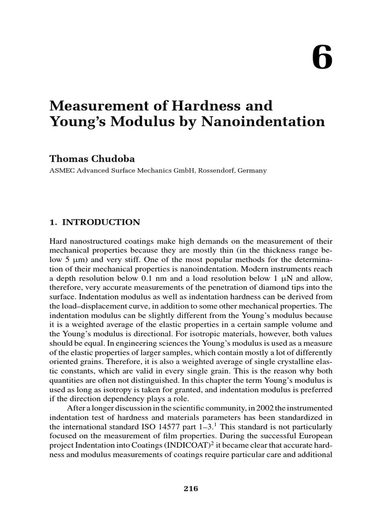 Measurement of Hardness and Young's Modulus by Nanoindentation | PDF | Hardness | Deformation ...