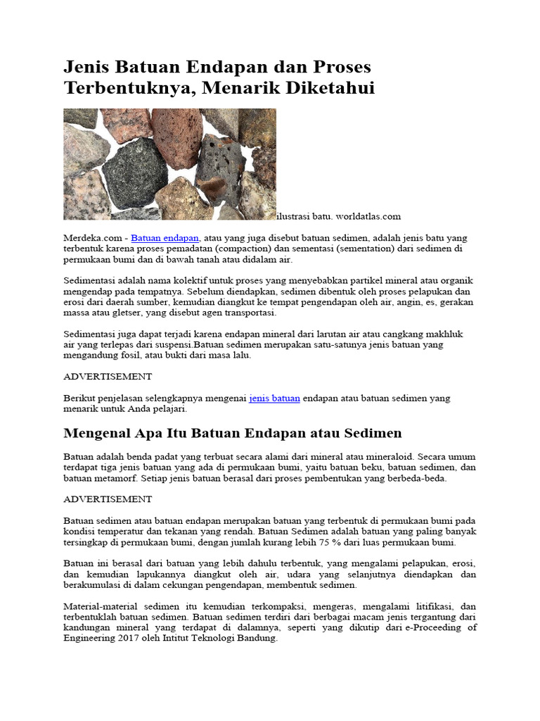 Jenis Batuan Endapan Dan Proses Terbentuknya | PDF | Ilmu Sosial | Sains & Matematika
