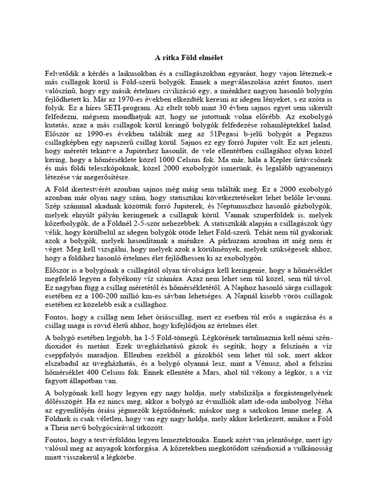 A Ritka Föld Elmélet | PDF