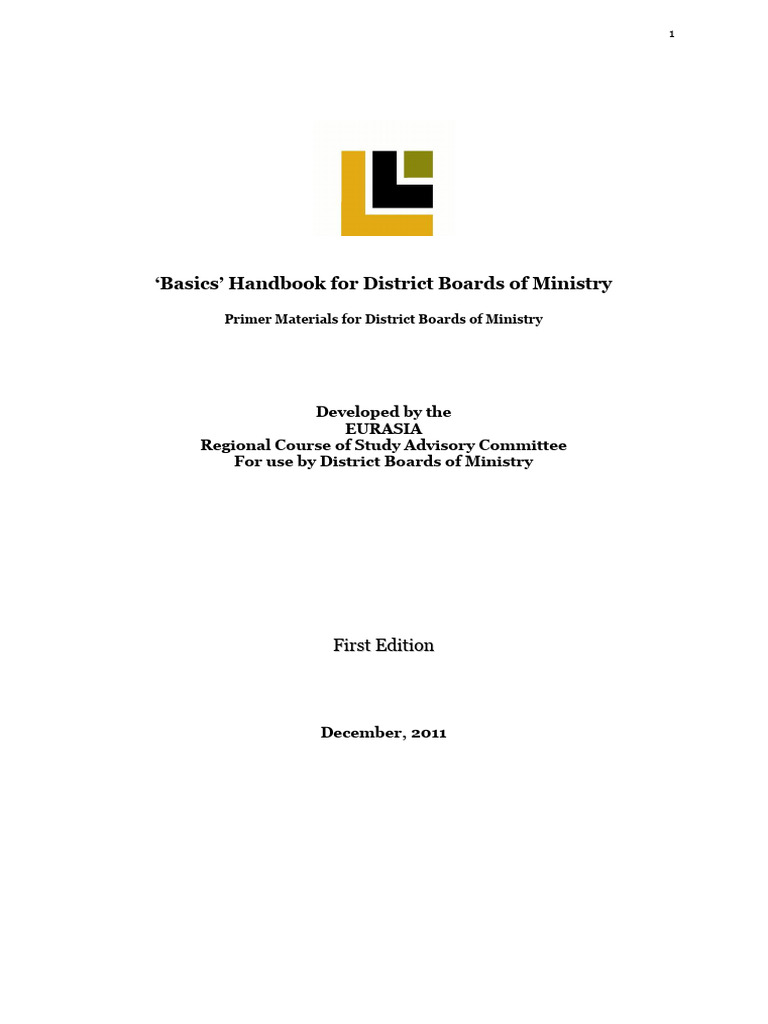 EN Basic Handbook Board Ministry | PDF | Faith | Ordination