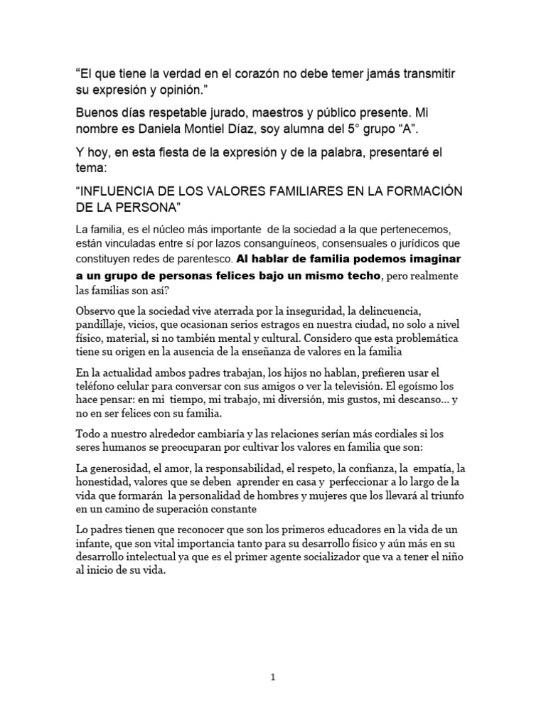 Discurso de Oratoria | PDF | Familia