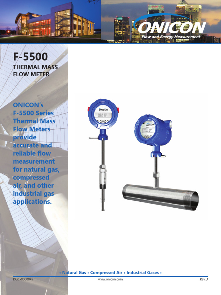 F 5500 Series Thermal Mass Flow Meter Catalog Sheet Doc 0000849 | PDF ...