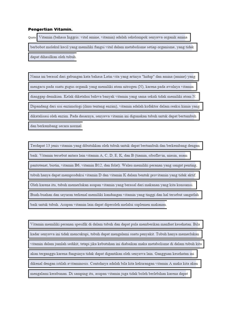 Pengertian dan Jenis Vitamin | PDF