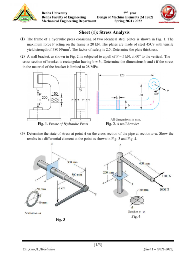 Sheet 1. Stress Analysis | Download Free PDF | Building Materials | Materials Science