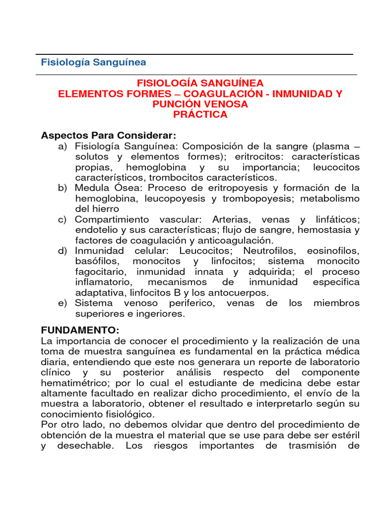 Fisiología Sanguínea PRÁCTICA II 2024 | PDF | Sangre | Sistema inmune