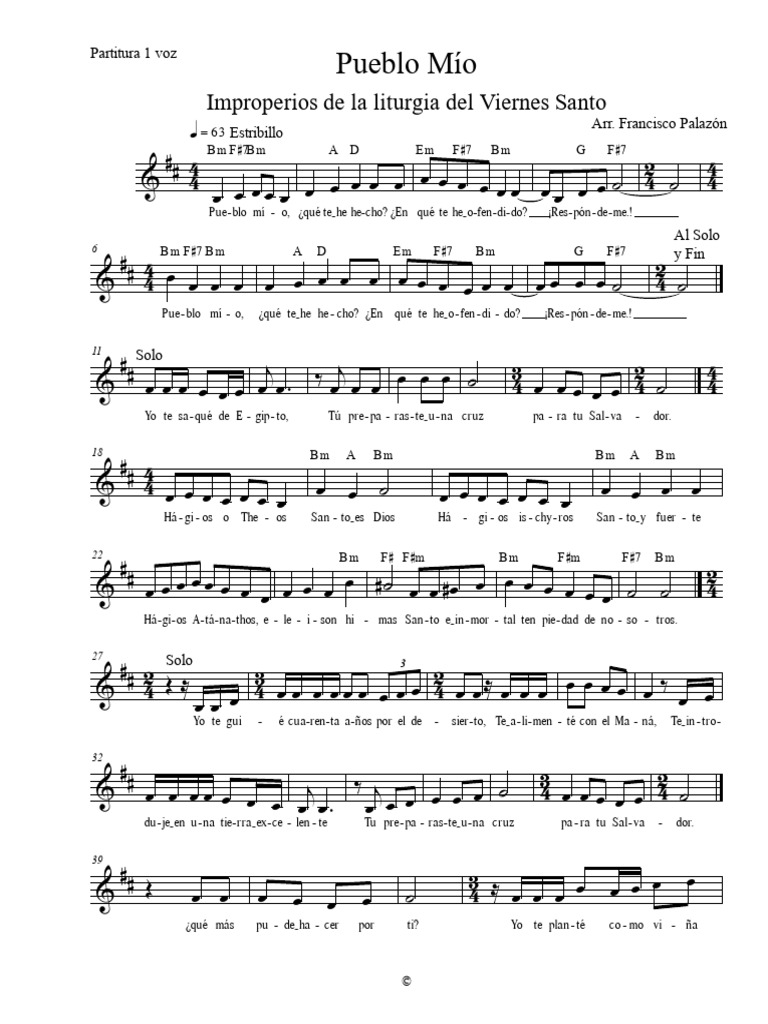 Pueblo Mío - Partitura | PDF | Adoración Cristiana Y Liturgia