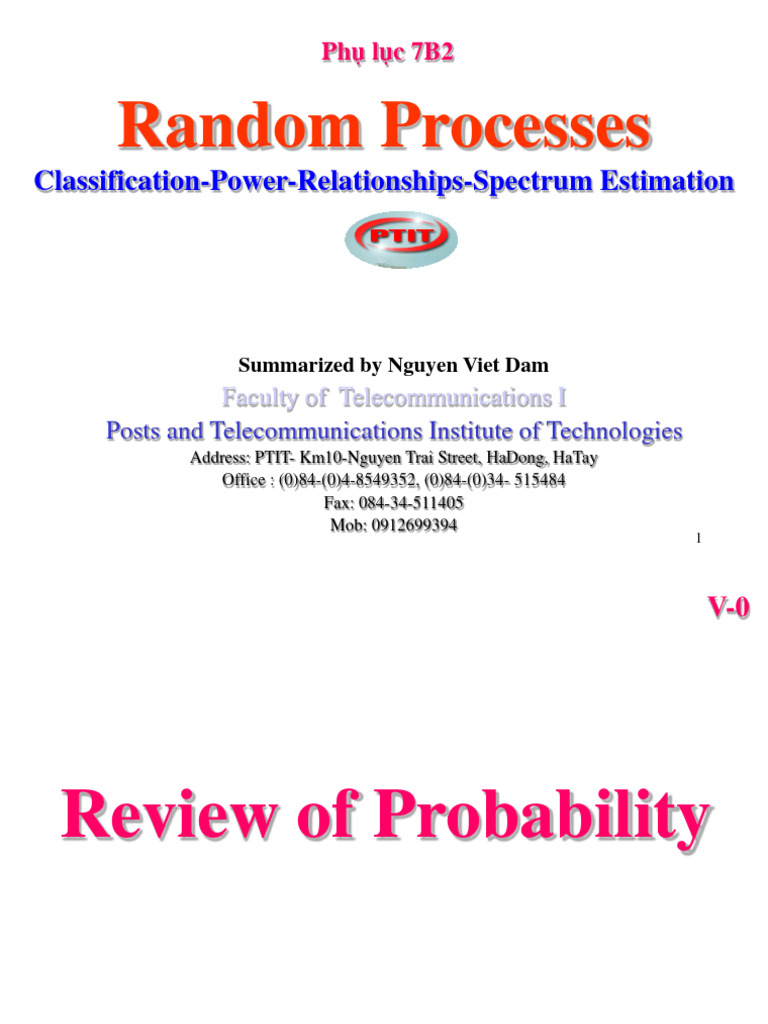 Phu Luc 7B2 - Random Processes-Classification-Power-Relationships-Spectrum Estimation | PDF ...