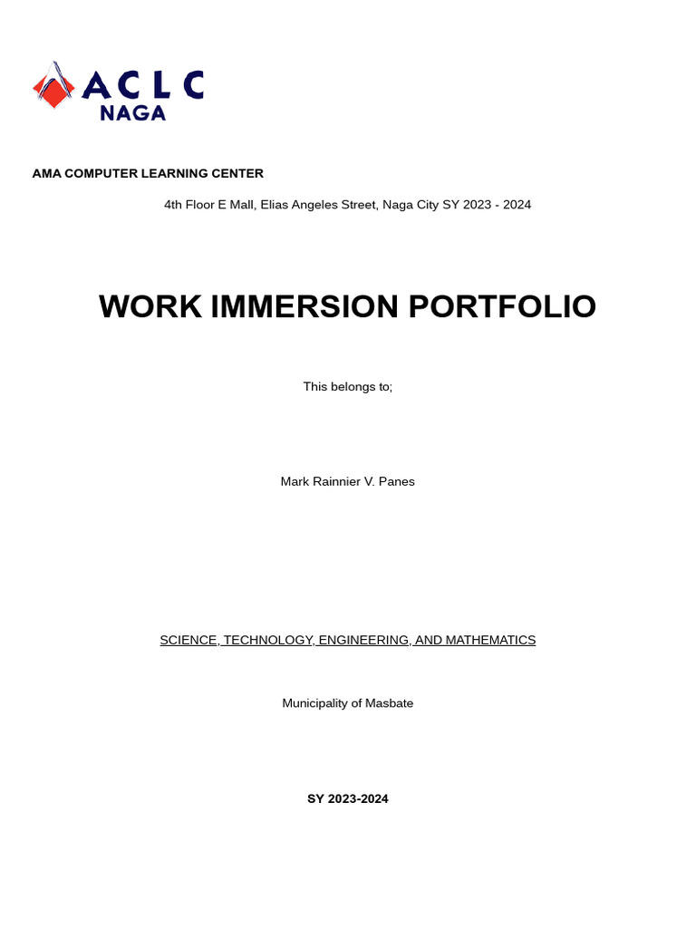 Work Immersion Portfolio 2023-24 | PDF | Job Interview | Communication