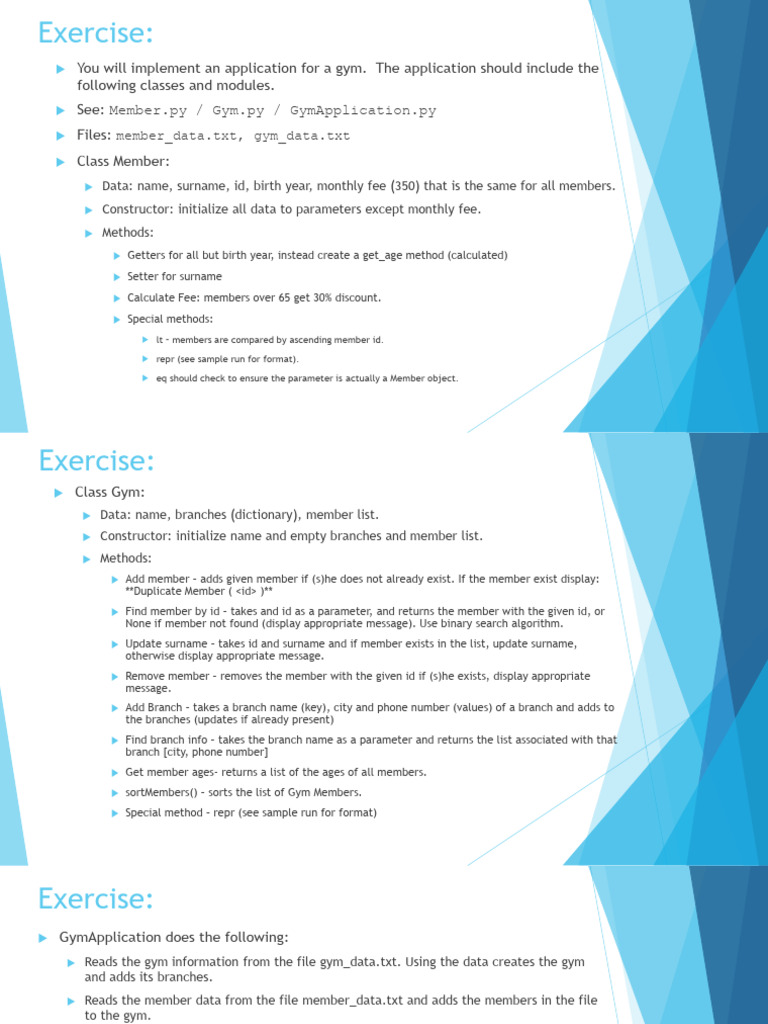 Gym Exercise Pdf Constructor Object Oriented Programming Programming