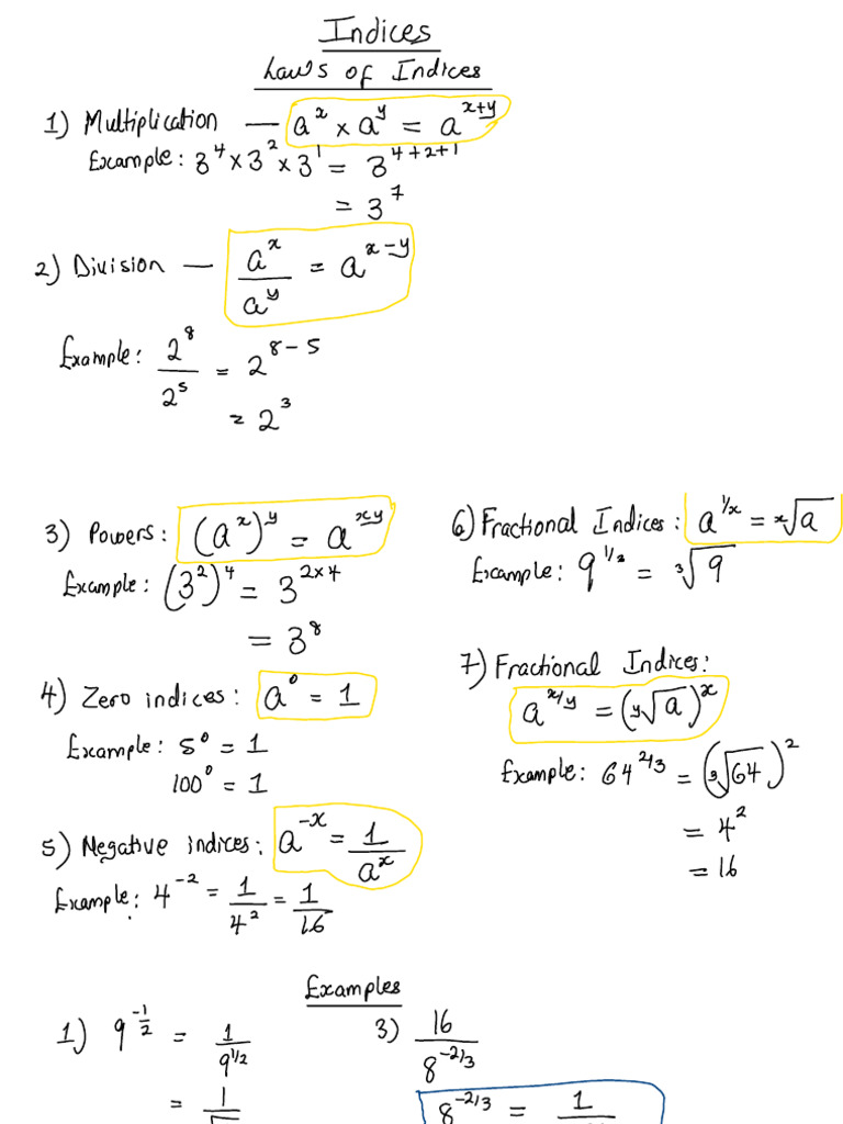 Indices Logarithms And Surds Notes Pdf
