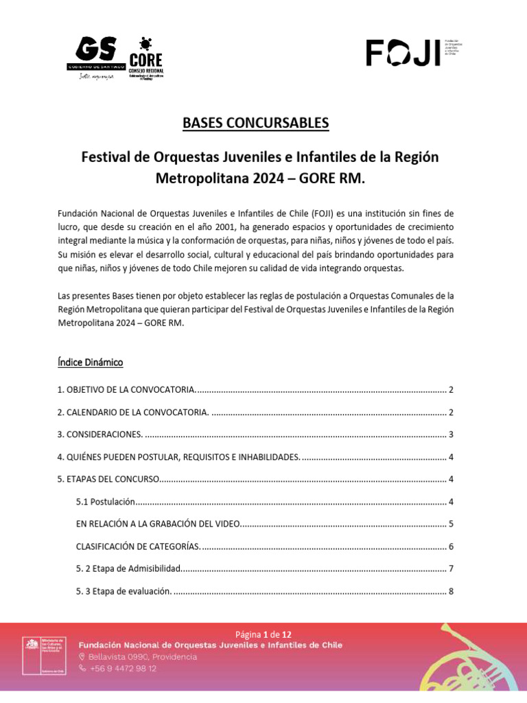 Bases Festival Cierre - GORE RM - FINAL | PDF | Documento de identidad | Youtube