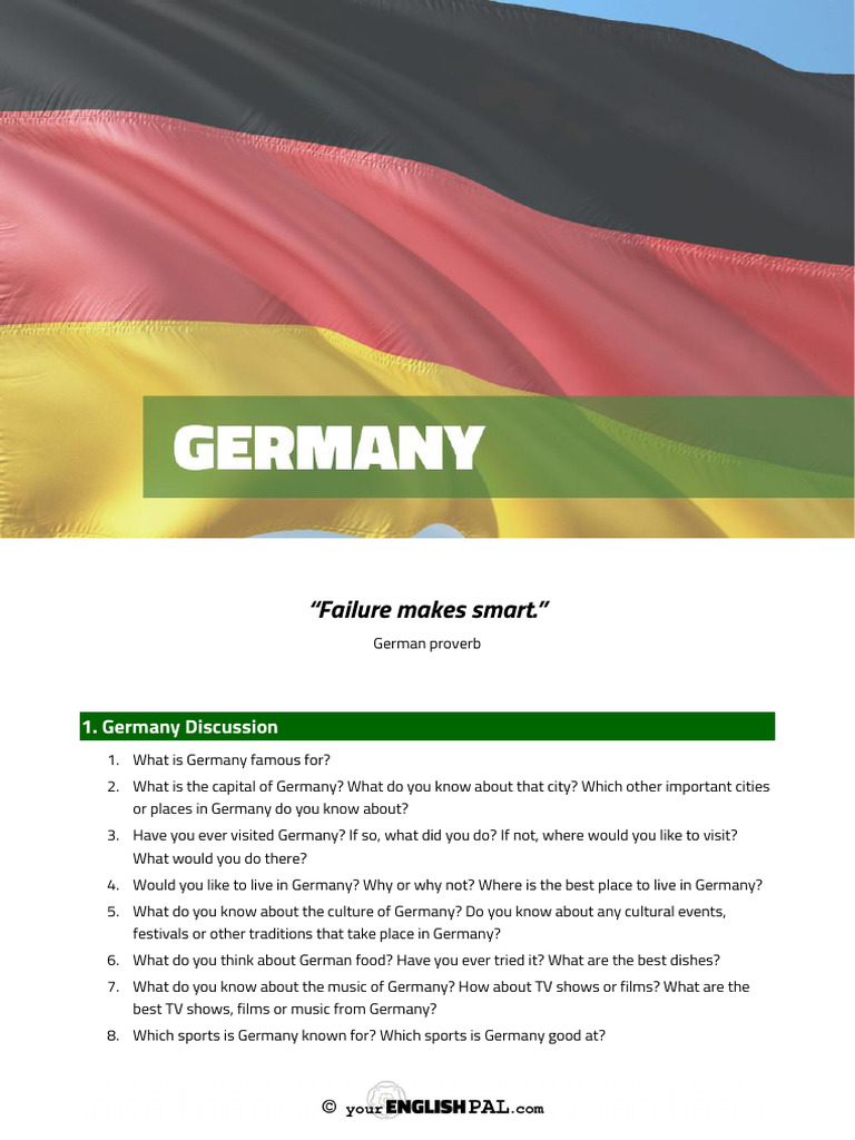 Your English Pal ESL Lesson Plan Germany v1 | PDF | East Germany ...