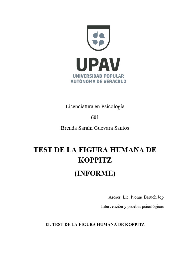 Test de La Figura Humana Koppitz Informe | PDF | Cociente de ...