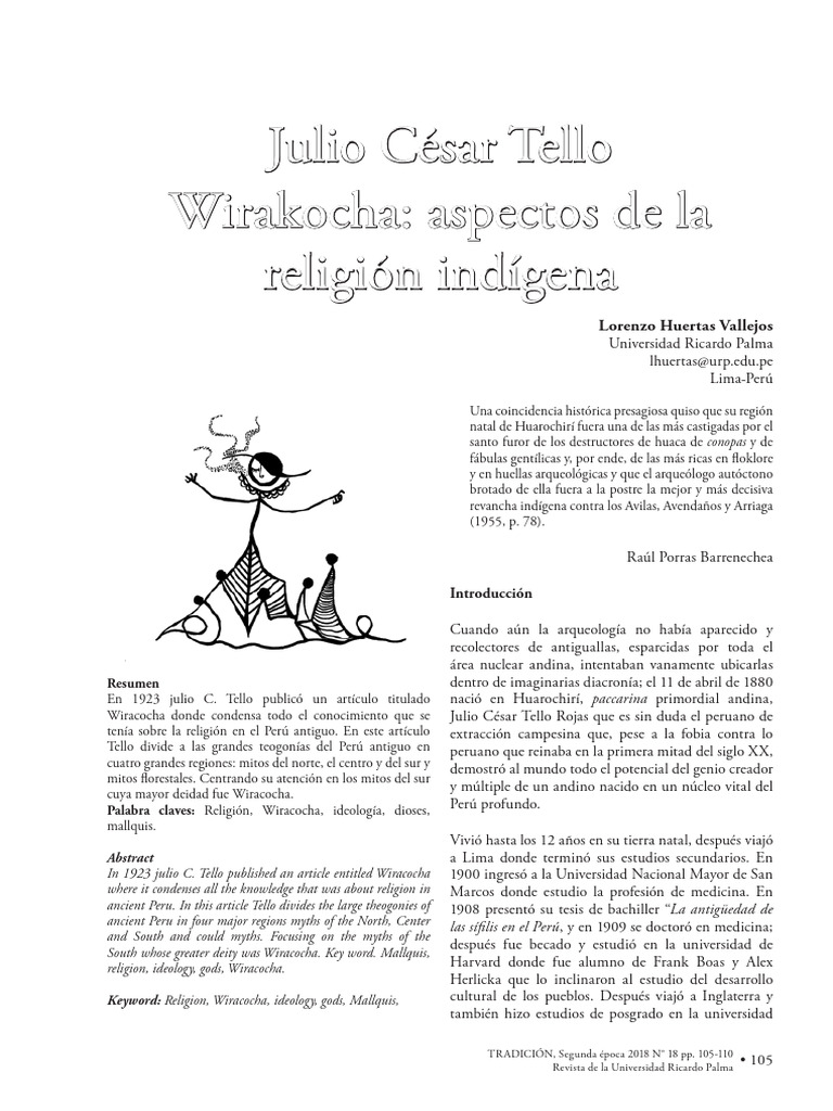 Julio César Tello: Wirakocha y religión indígena | PDF | Perú | Imperio ...