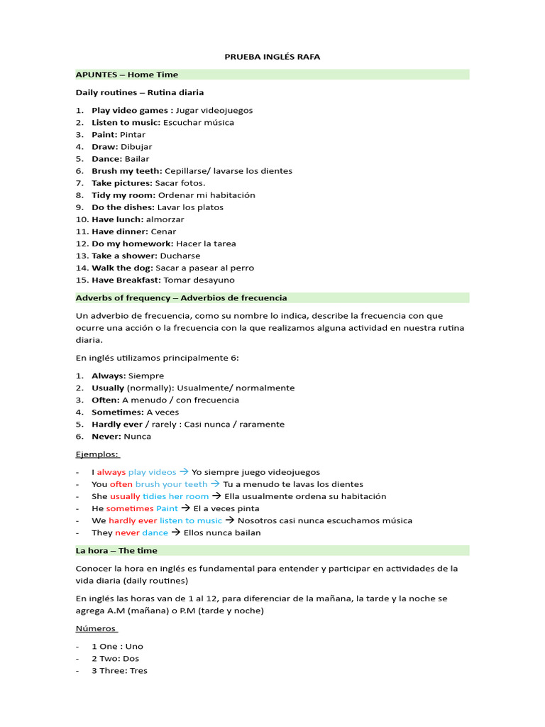 Prueba Inglés Rafa | PDF | Eating Behaviors Of Humans | Meal