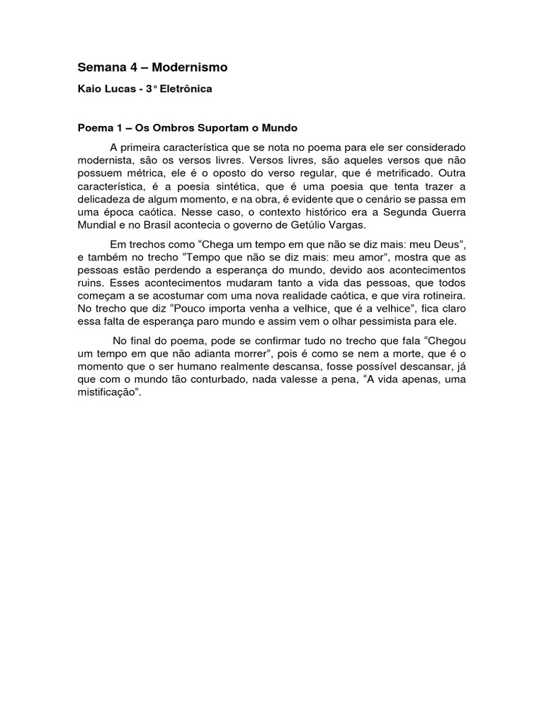 Kaio Lucas - 3° Eletrônica | PDF | Poesia | Tempo
