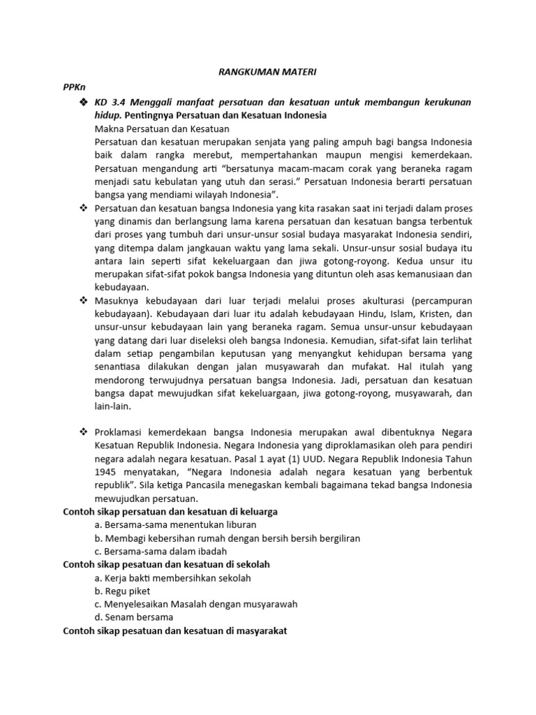 RANGKUMAN MATERI TEMA 9 PKN | PDF