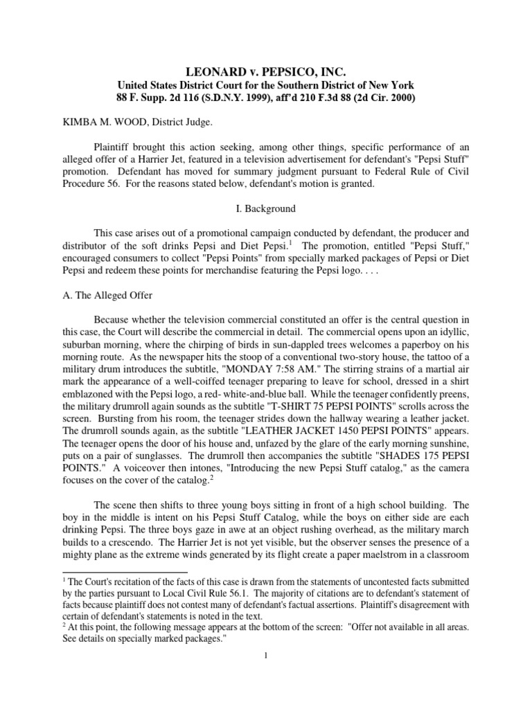 leonard v pepsi co case | PDF