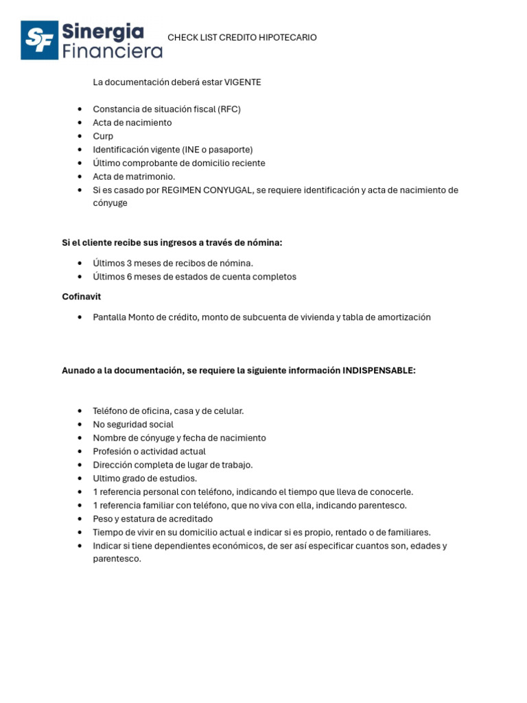 Check List Personas Fisicas y Personas Fisicas Con Actividad ...